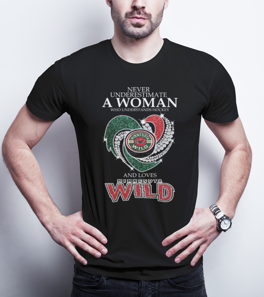 Never Underestimate A Woman Who Understands And Loves Minnesota Wild Hockey T-Shirt