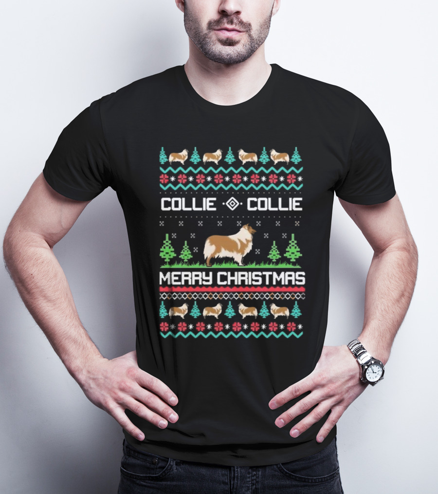 Collie Collie Merry Christmas Ugly Sweater T-Shirt