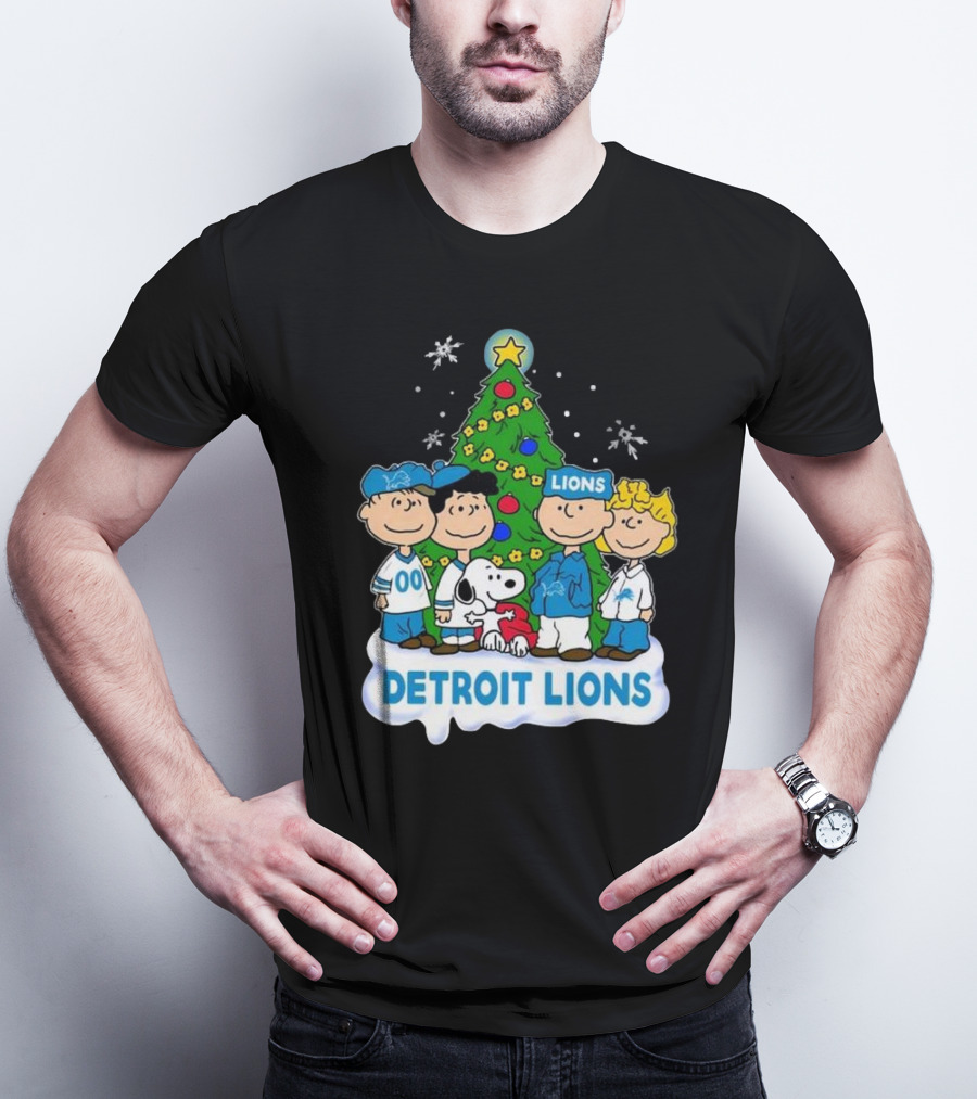 Detroit Lions Peanuts Merry Christmas T-Shirt