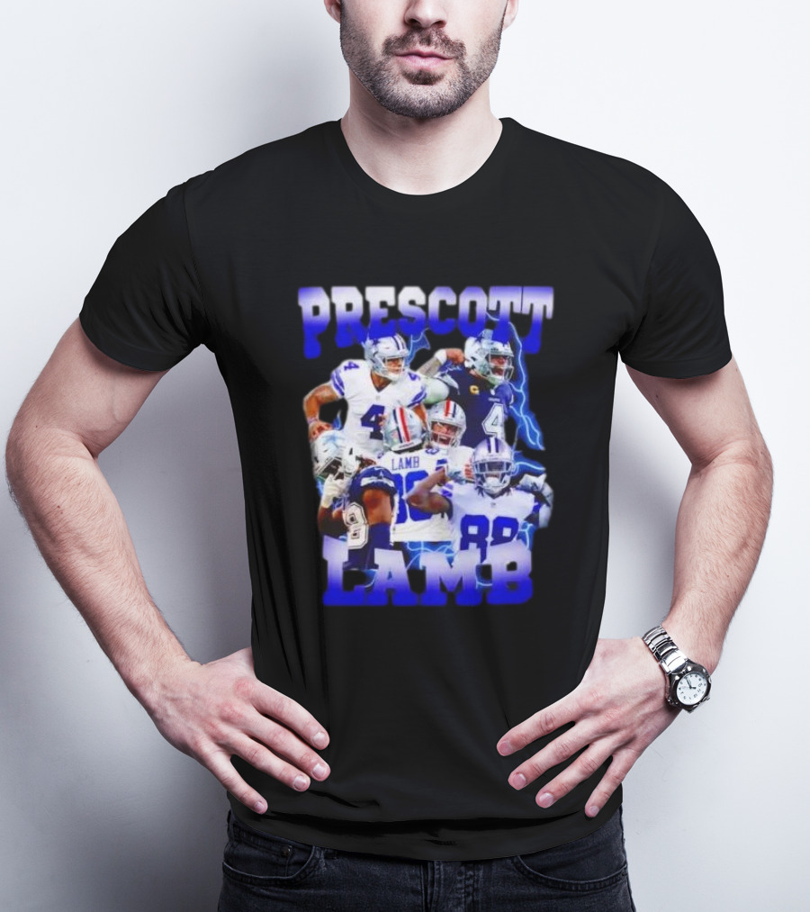 Prescott Lamb Dallas Cowboys Football Stars Collage T-Shirt
