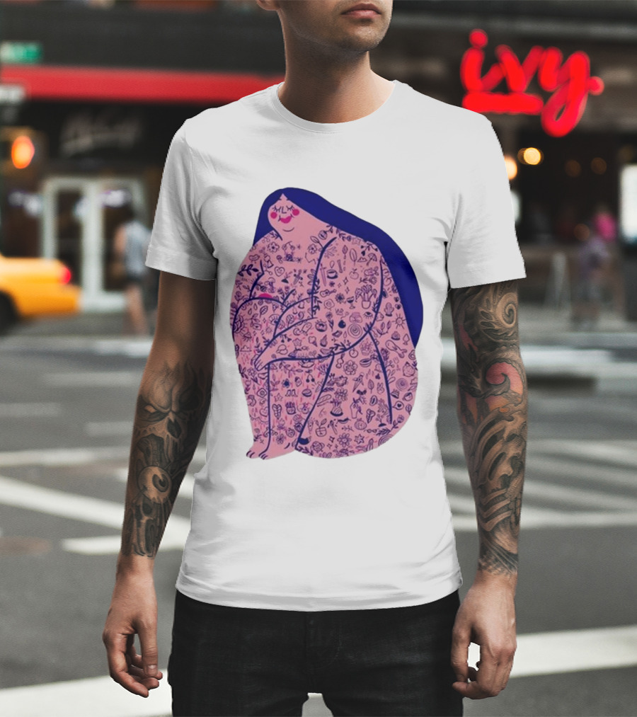 Marie Boiseau Tatouée Pink Figure With Detailed T-Shirt