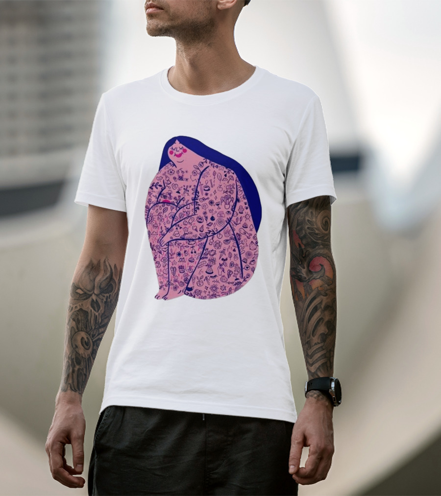 Marie Boiseau Tatouée Pink Figure With Detailed T-Shirt