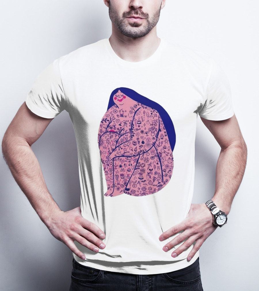 Marie Boiseau Tatouée Pink Figure With Detailed T-Shirt