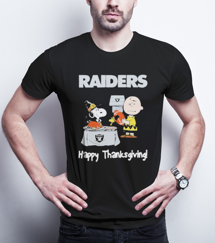 Raiders Charlie Brown Snoopy Happy Thanksgiving T-Shirt