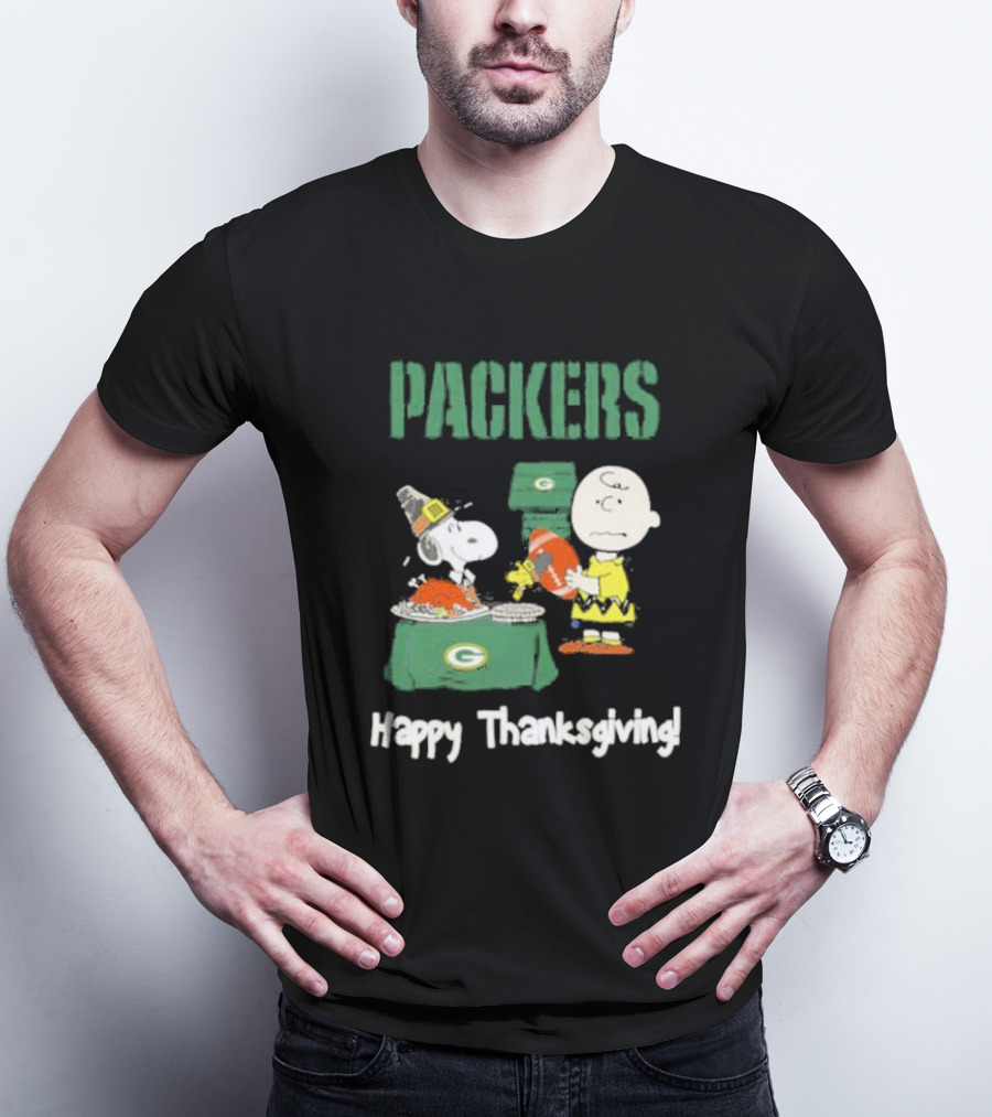 Charlie Brown Snoopy Packers Happy Thanksgiving T-Shirt