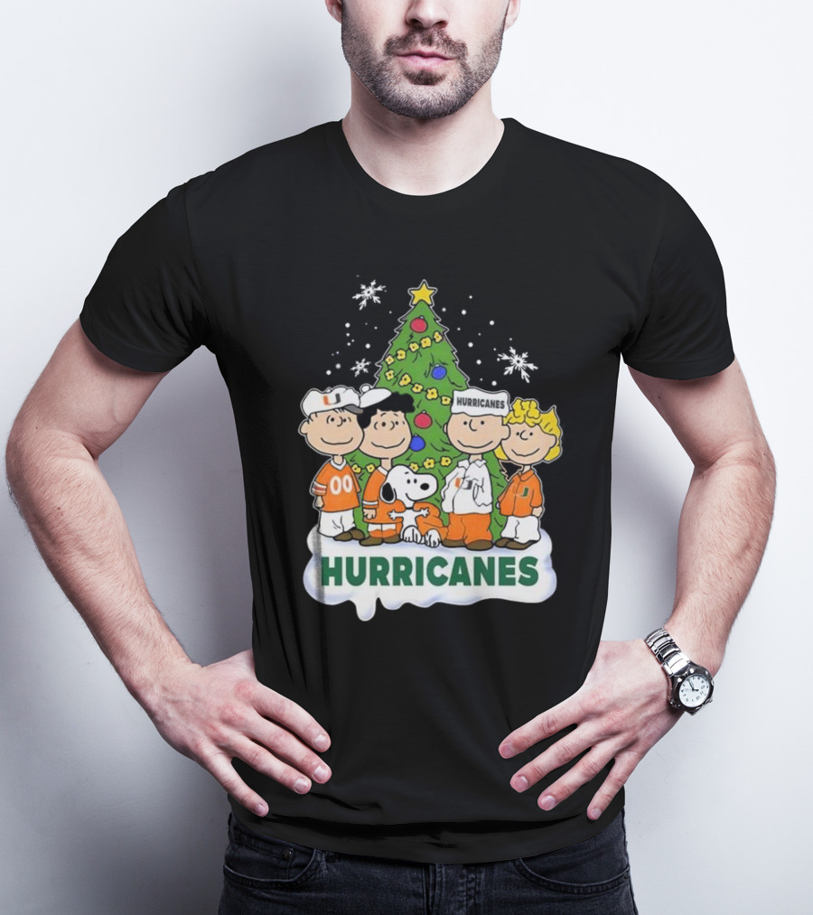 Miami Hurricanes Snoopy And Friends Christmas Tree T-Shirt