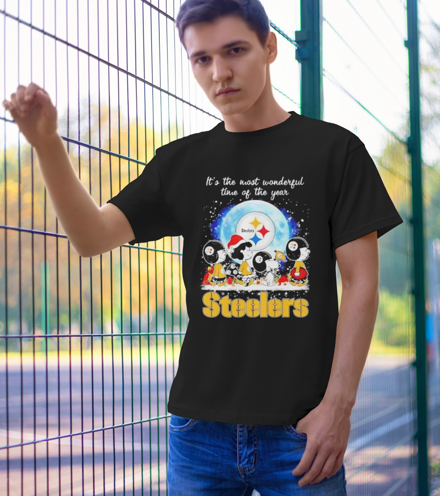 Peanuts Steelers Christmas It's The Most Wonderful Time Of The Year T-Shirt