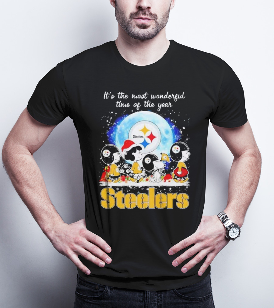 Peanuts Steelers Christmas It's The Most Wonderful Time Of The Year T-Shirt