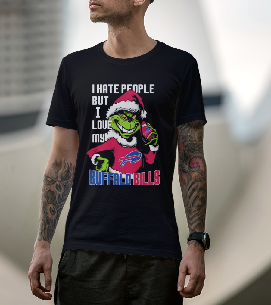 I Hate People But I Love My Buffalo Bills Santa Grinch T-Shirt