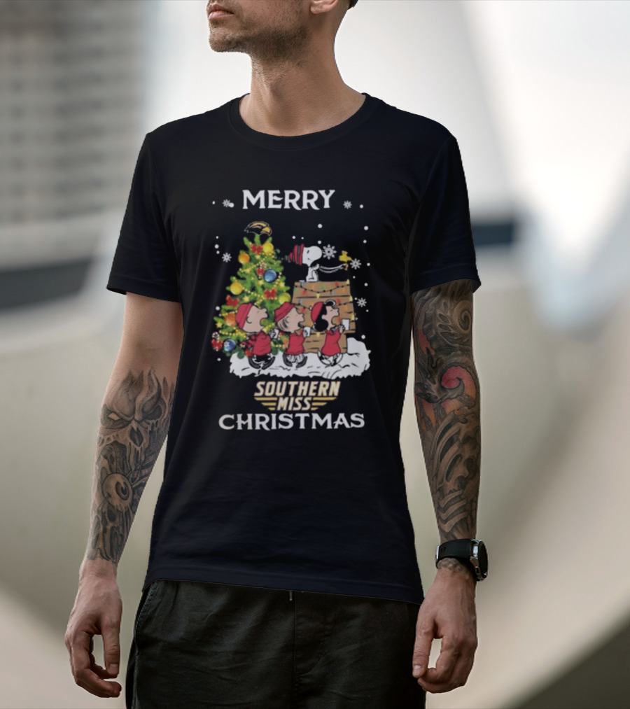 Southern Miss Christmas Snoopy And Friends Merry T-Shirt