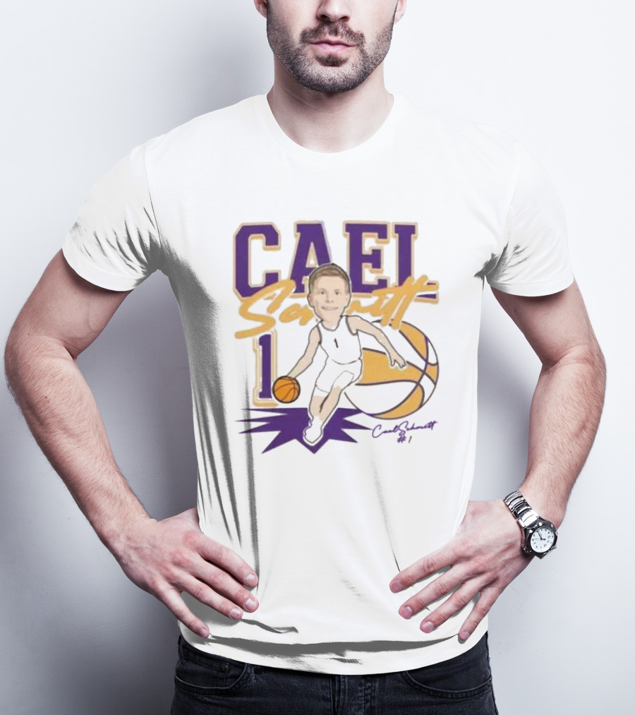 Cael Schmitt Northern Iowa Panthers Basketball Signature Cartoon Player Cael Schmitt #1 T-Shirt