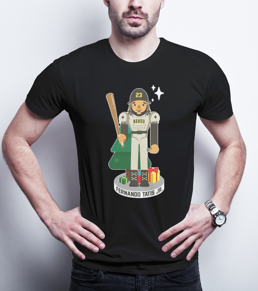 Fernando Tatis Jr. Nando 23 MLBPA Nutcracker With Baseball Bat And Gifts T-Shirt