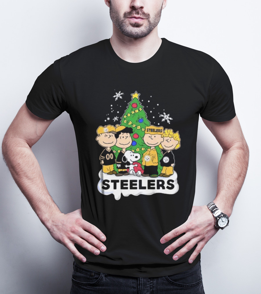 Steelers Snoopy And Friends Christmas Tree T-Shirt