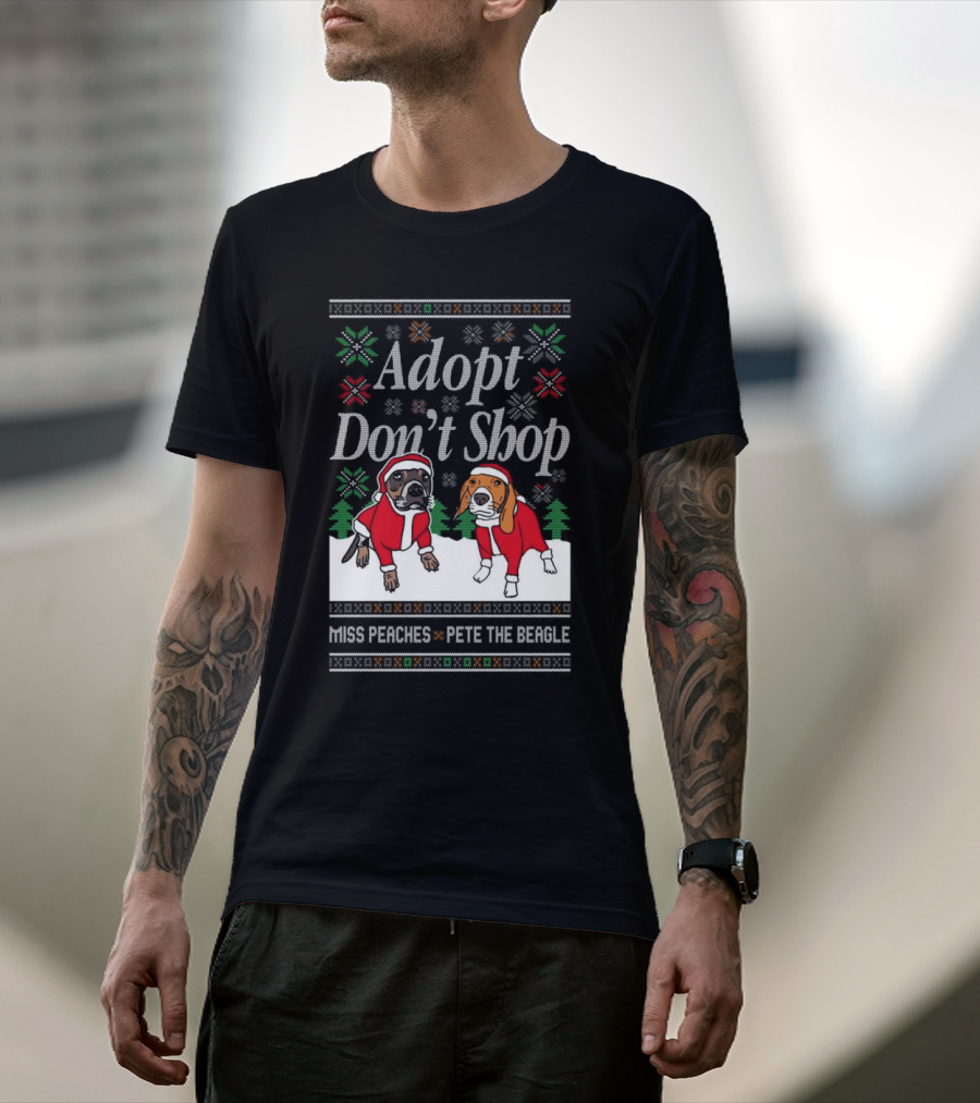 Adopt Don’t Shop Miss Peaches Pete The Beagle Christmas T-Shirt