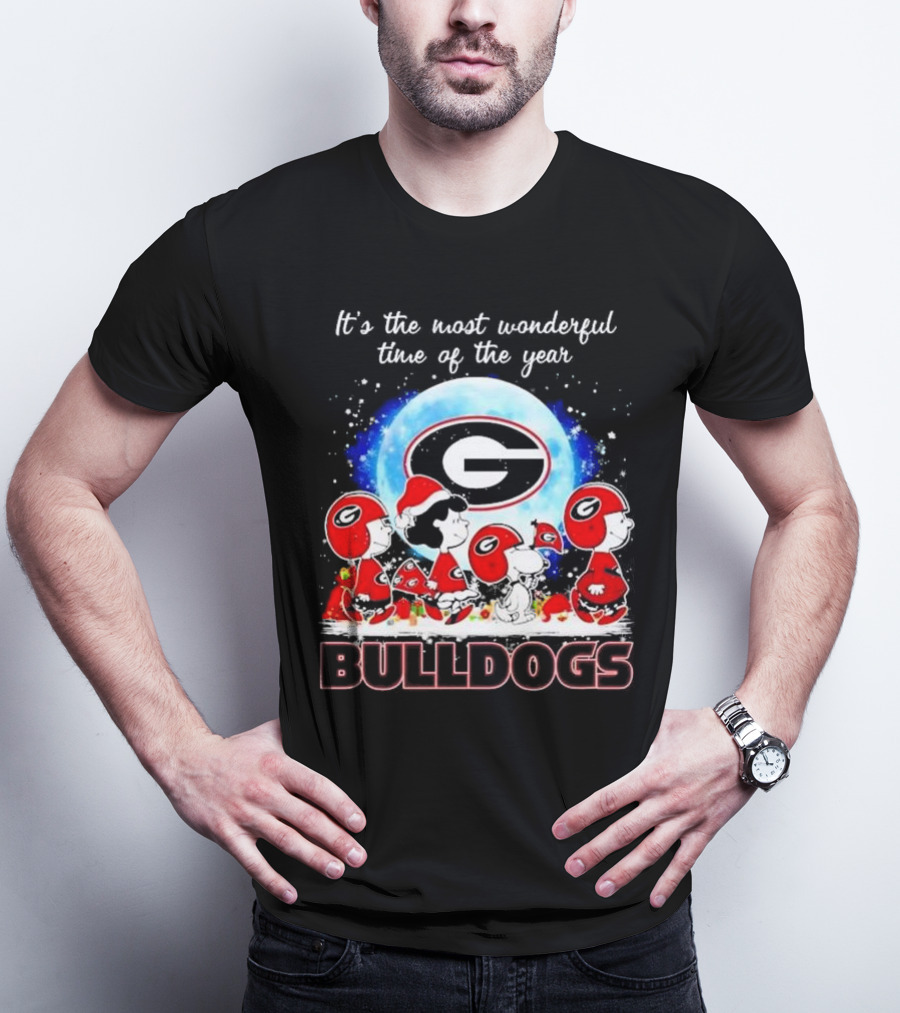 Peanuts Georgia Bulldogs Most Wonderful Time Christmas T-Shirt