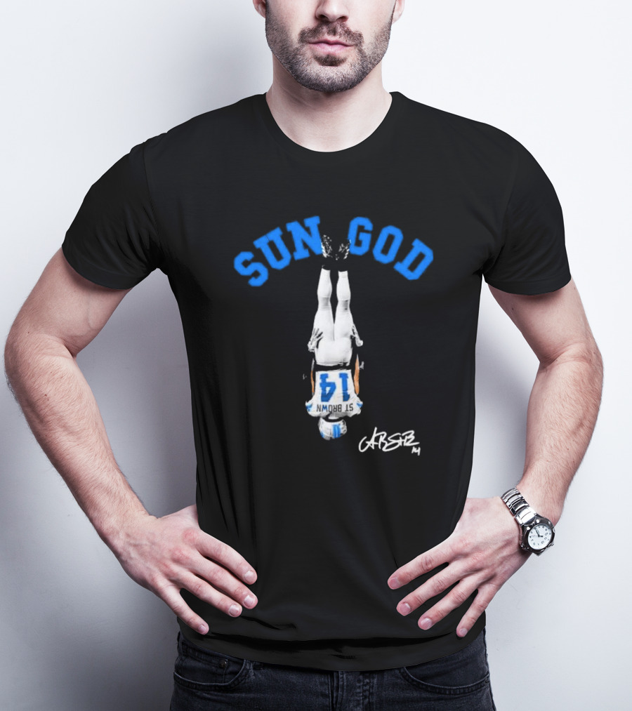 SUN GOD St. Brown 14 Headstand Signature T-Shirt