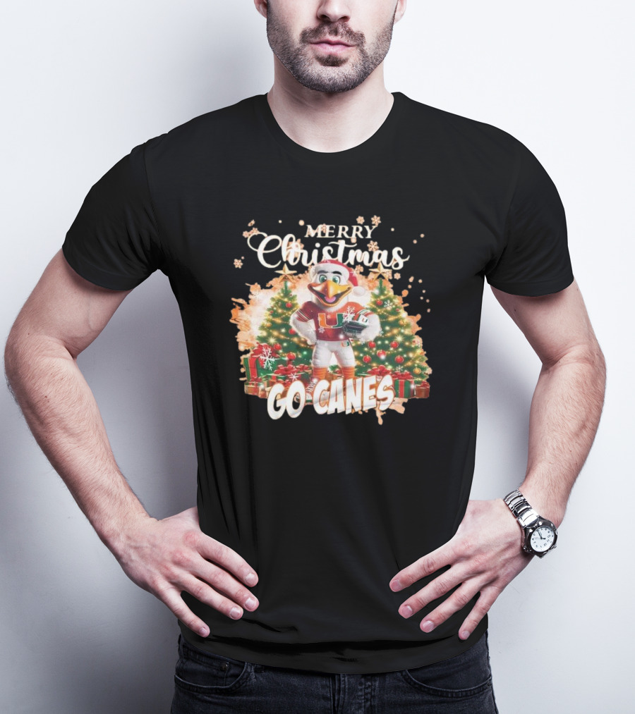 Merry Christmas Miami Hurricanes Go Canes Holiday Cheer T-Shirt