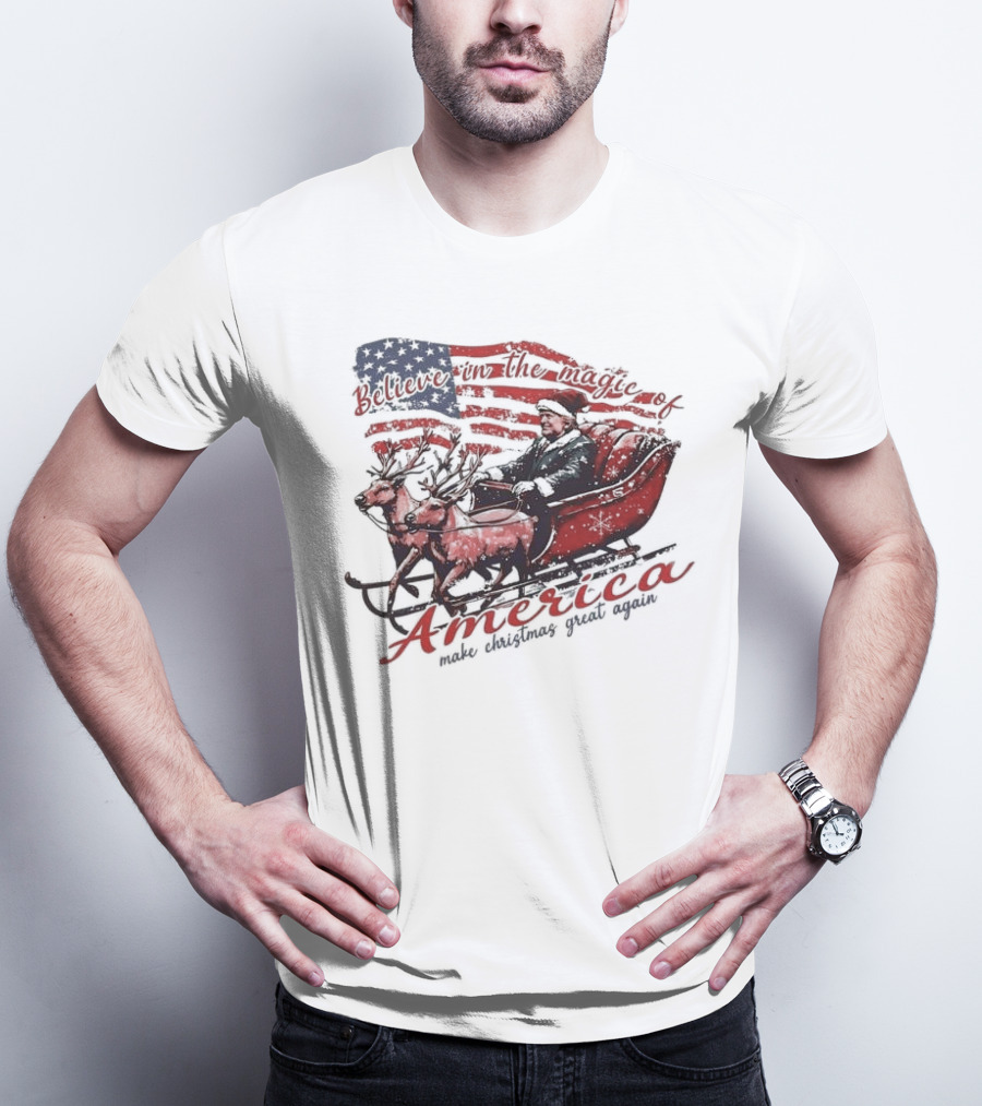 Believe In The Magic Of America Make Christmas Great Again America T-Shirt