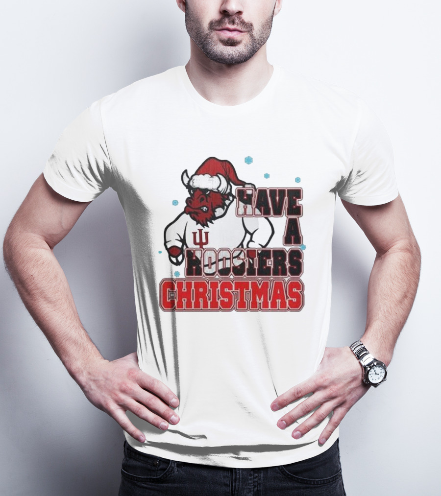 Indiana Hoosiers Santa Mascot Have A Hoosiers Christmas T-Shirt