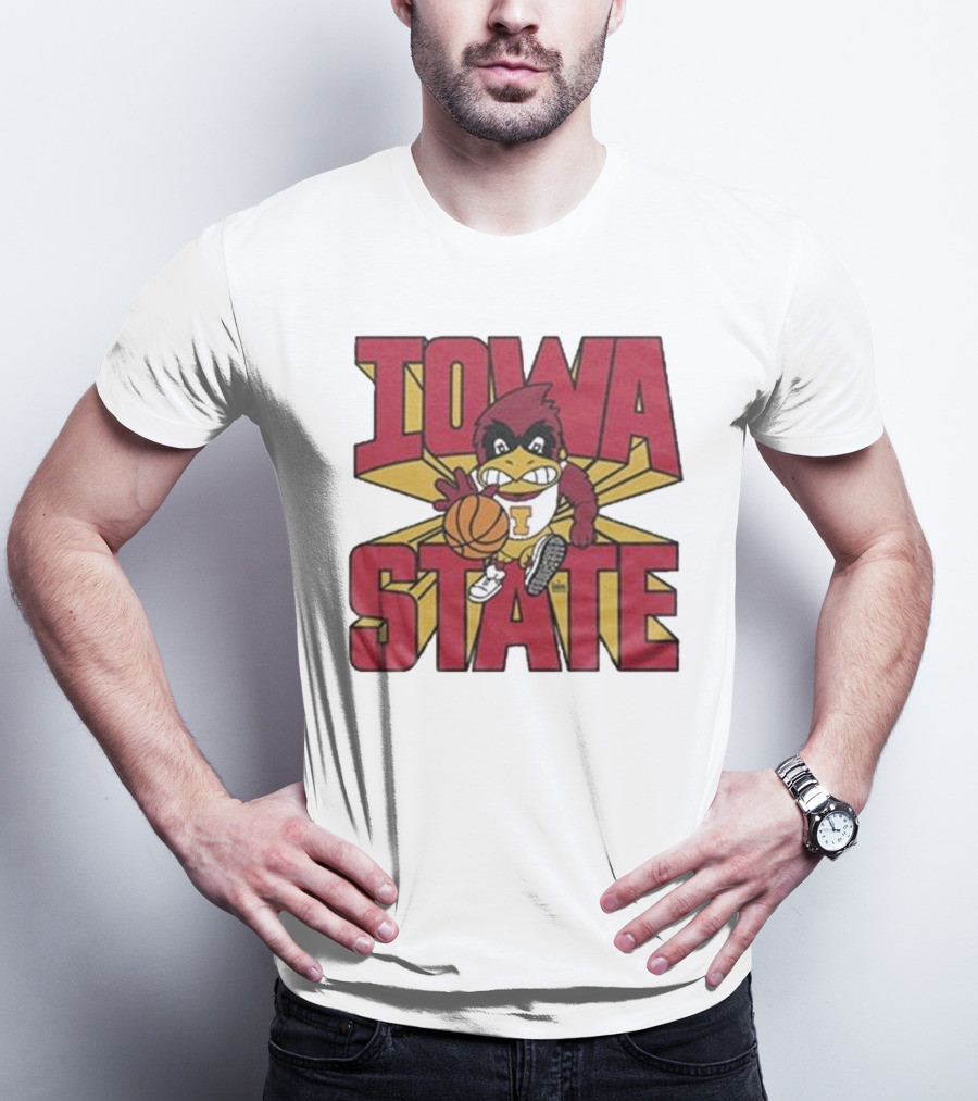 Iowa State Cyclones Basketball Mascot Dribbling Cartoon T-Shirt