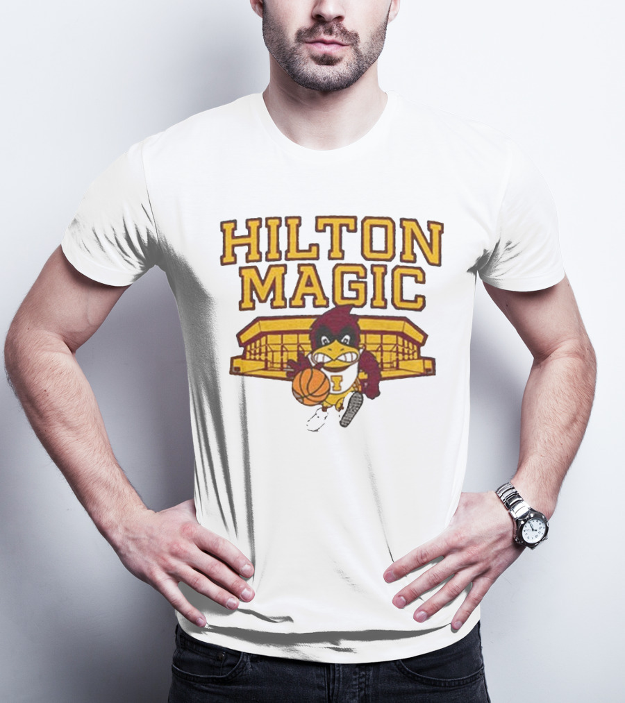 Iowa State Hilton Magic Cyclones Basketball Mascot With Hilton Coliseum T-Shirt