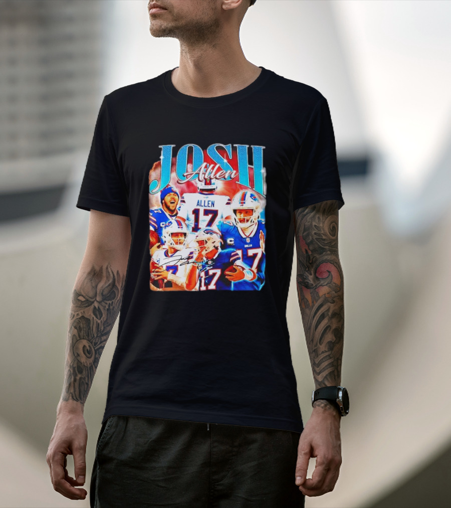 Josh Allen 17 Buffalo Bills Signature Vintage Retro Bootleg 90s T-Shirt