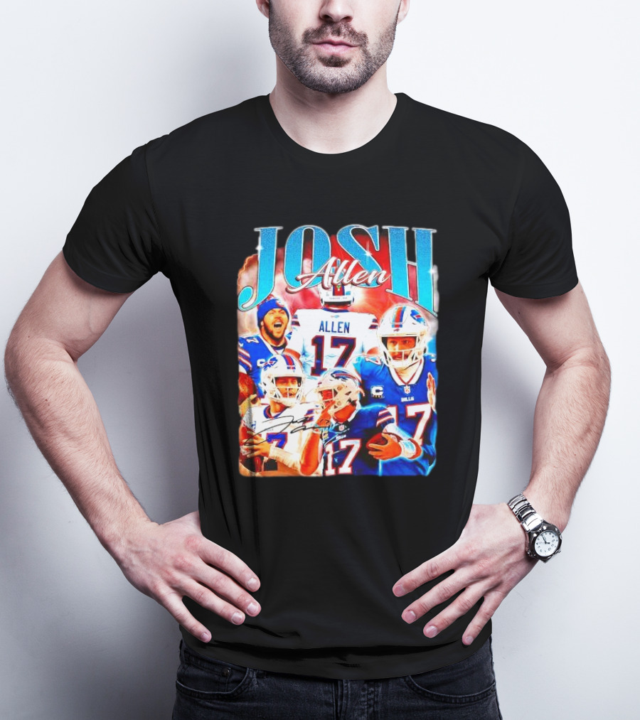 Josh Allen 17 Buffalo Bills Signature Vintage Retro Bootleg 90s T-Shirt