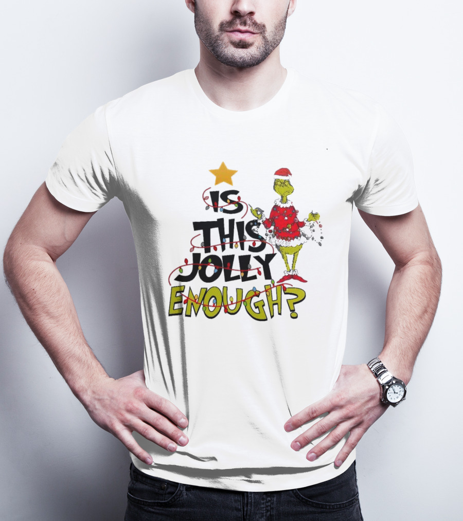 Santa Grinch Is This Jolly Enough Christmas Star Lights Holiday T-Shirt