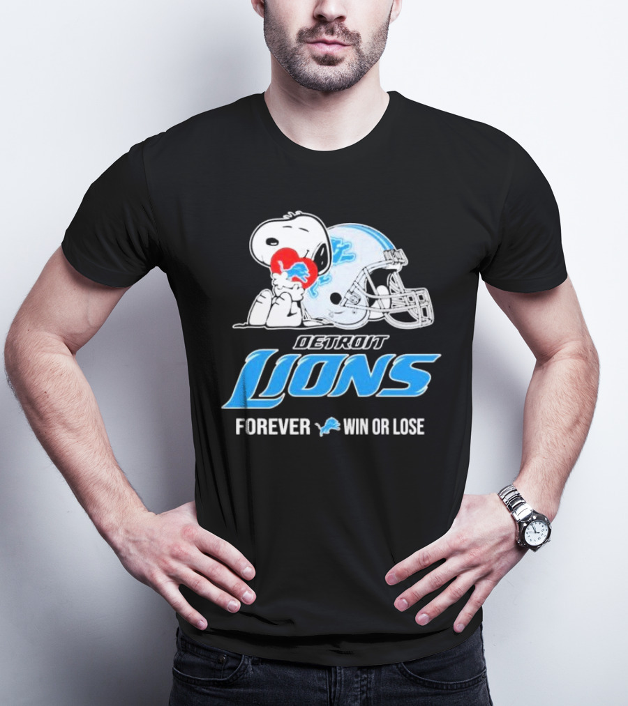 Snoopy Detroit Lions Forever Win Or Lose T-Shirt