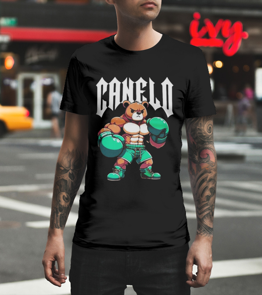 Canelo Boxing Teddy Bear Cartoon With Gloves T-Shirt