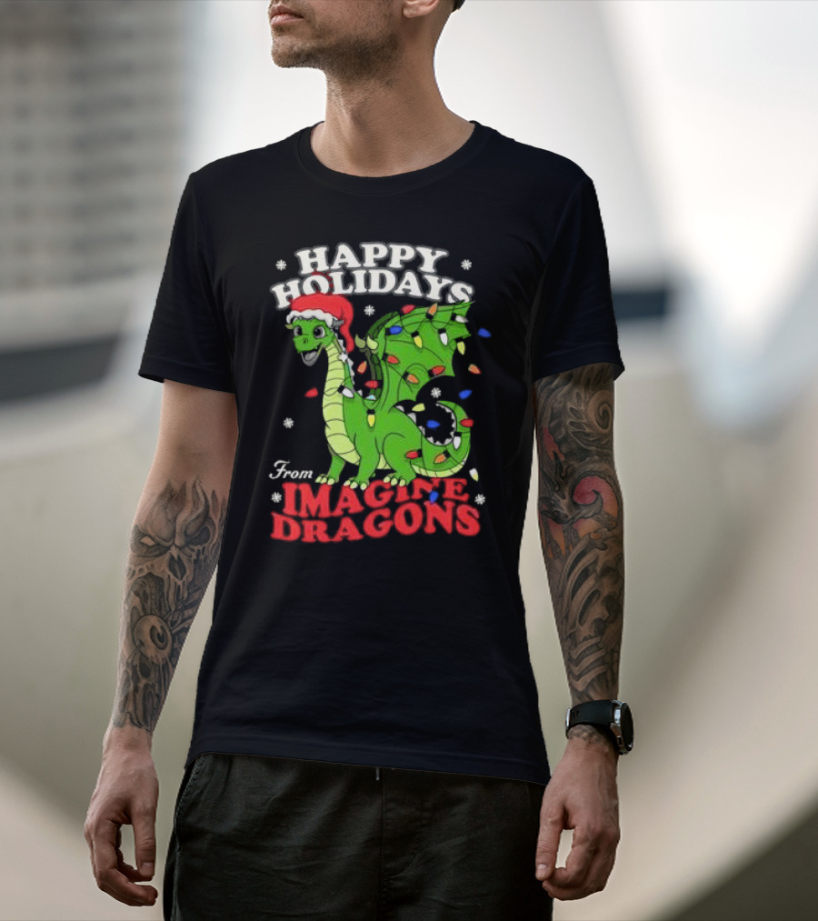 Happy Holidays From Imagine Dragons Cartoon Dragon T-Shirt