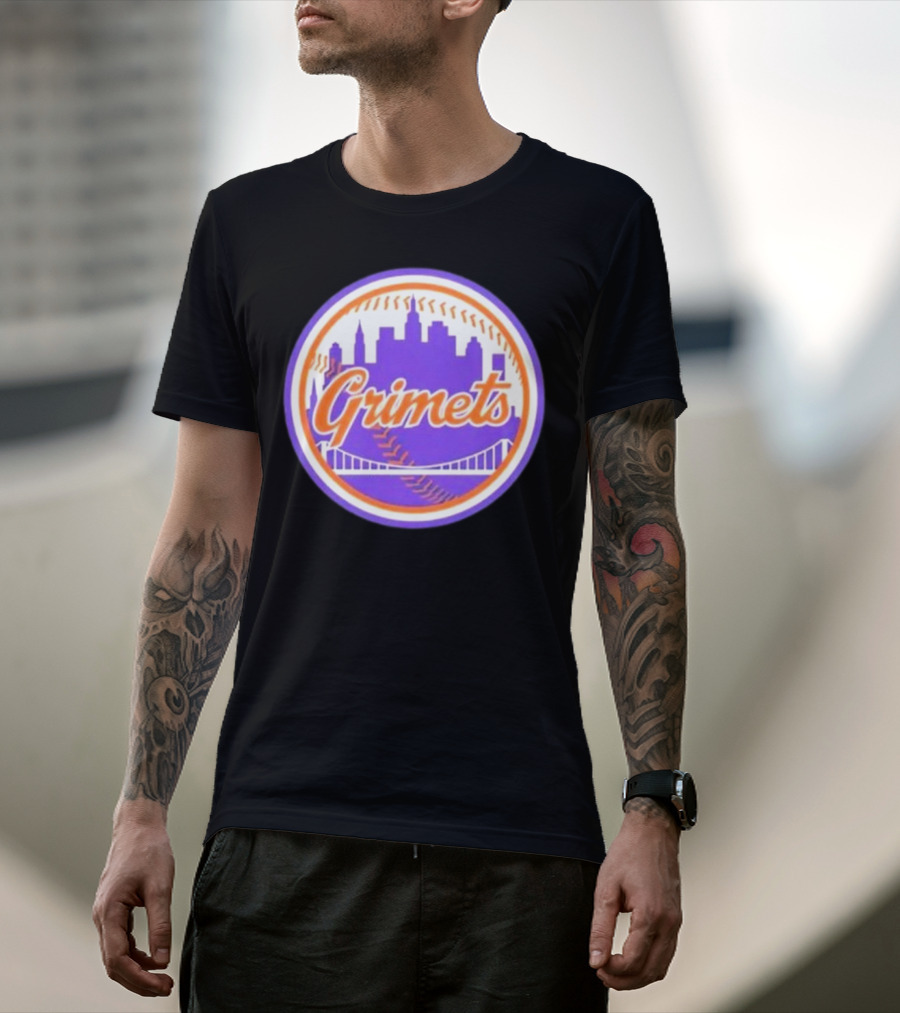 Ny Mets Grimets Skyline Baseball T-Shirt