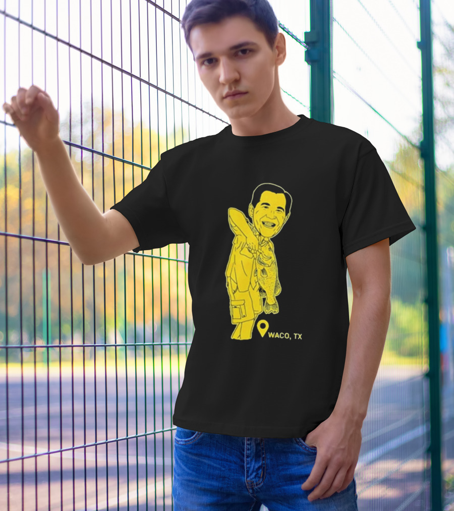 Scott Drew Fishing Caricature Waco TX T-Shirt