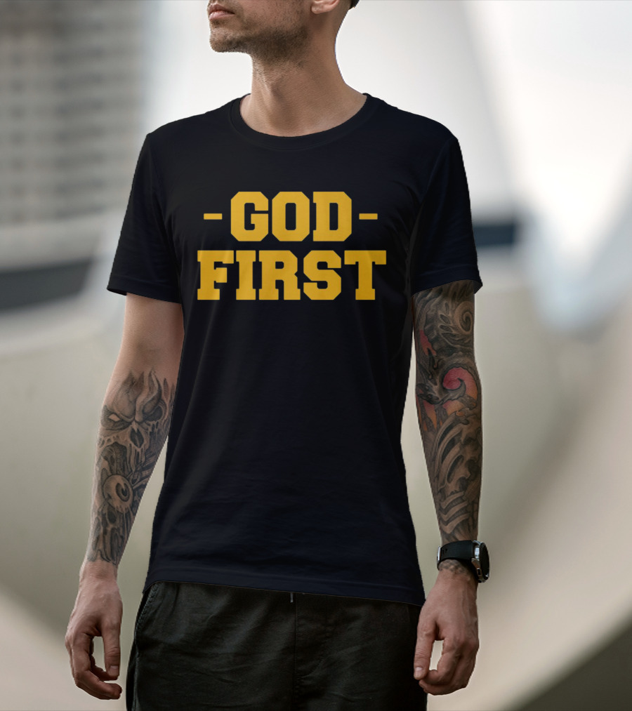 Tony Dungy God First Inspirational Christian Coach Message T-Shirt