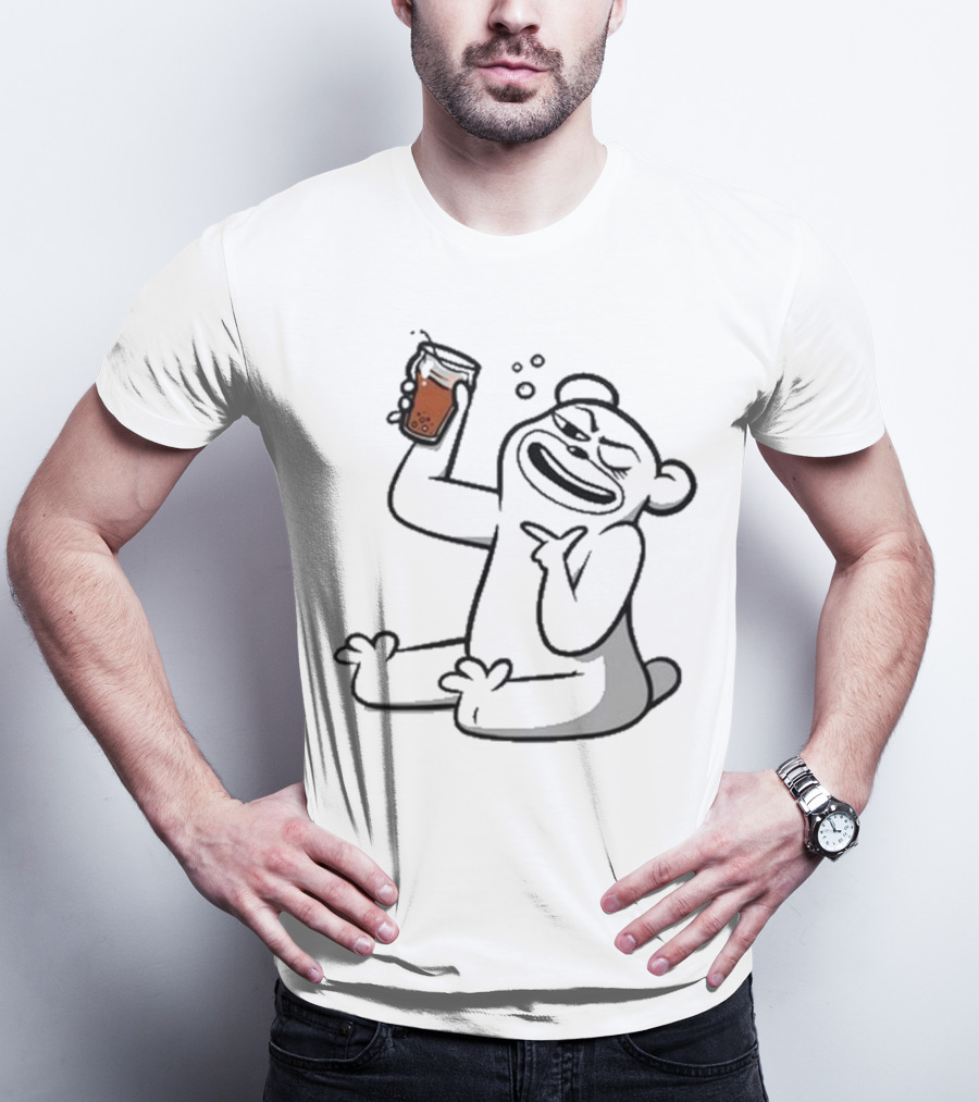 Cotton Bureau Root Bear Cartoon With Beverage T-Shirt
