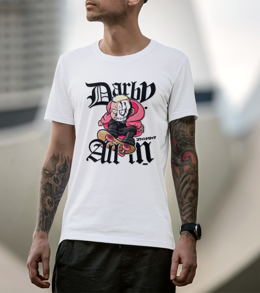 Darby Allin Skateboarding Cartoon Character With Face Paint T-Shirt
