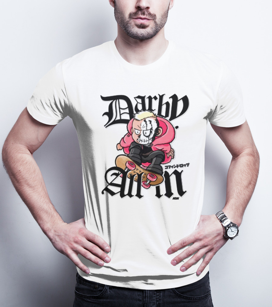 Darby Allin Skateboarding Cartoon Character With Face Paint T-Shirt