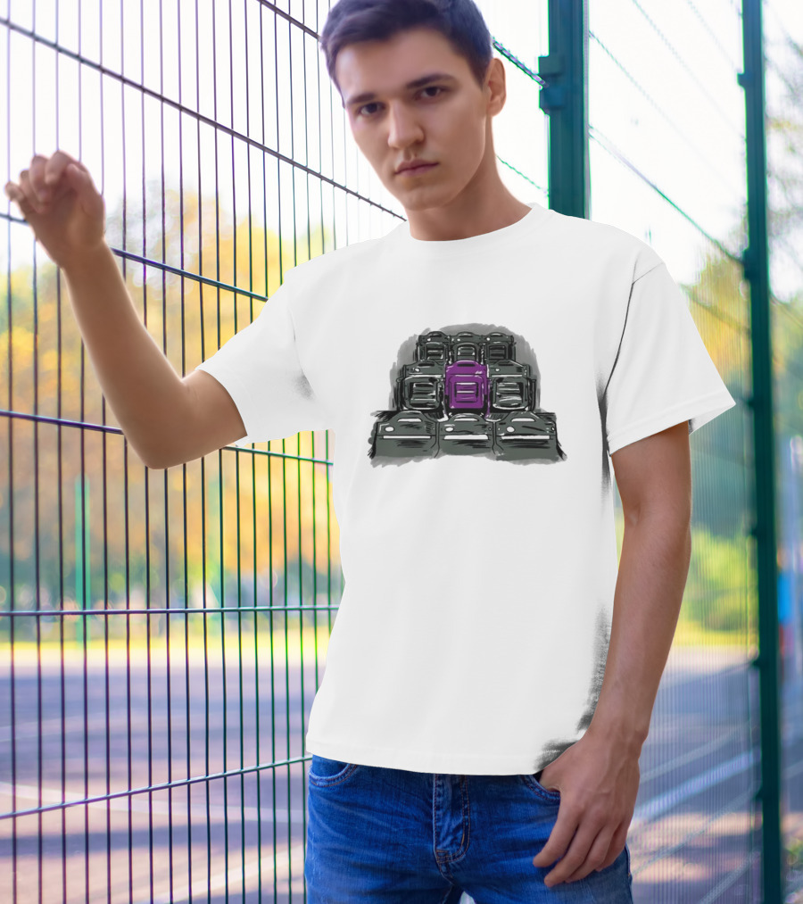 Grimace The Purple Seat Among Gray Car Seats T-Shirt