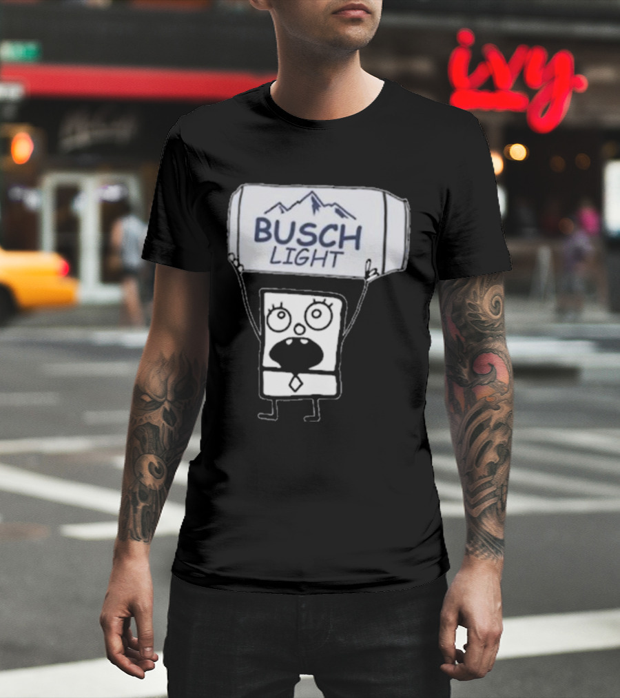 Doodlebob Holding Busch Light Can T-Shirt