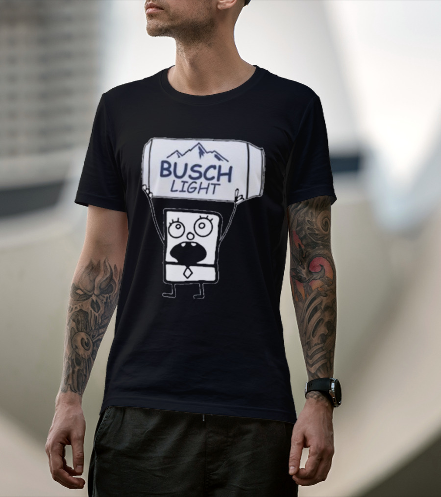 Doodlebob Holding Busch Light Can T-Shirt