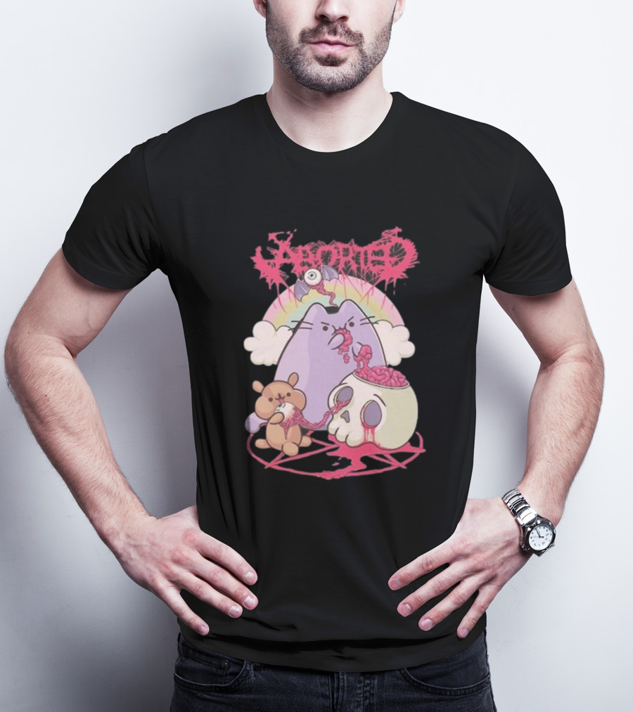 Indiemerch Store Aborted Cute Cat With Teddy And Skull Nomnom T-Shirt