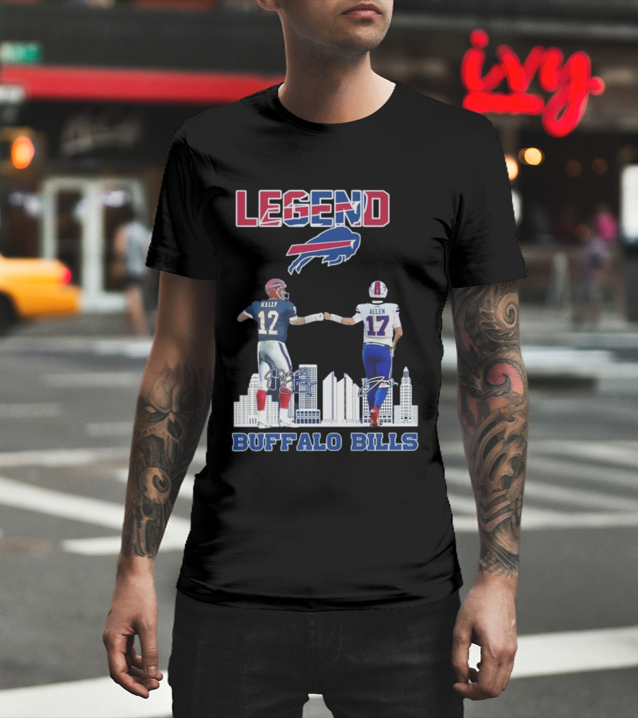 Legend Buffalo Bills Kelly 12 Allen 17 Signatures T-Shirt