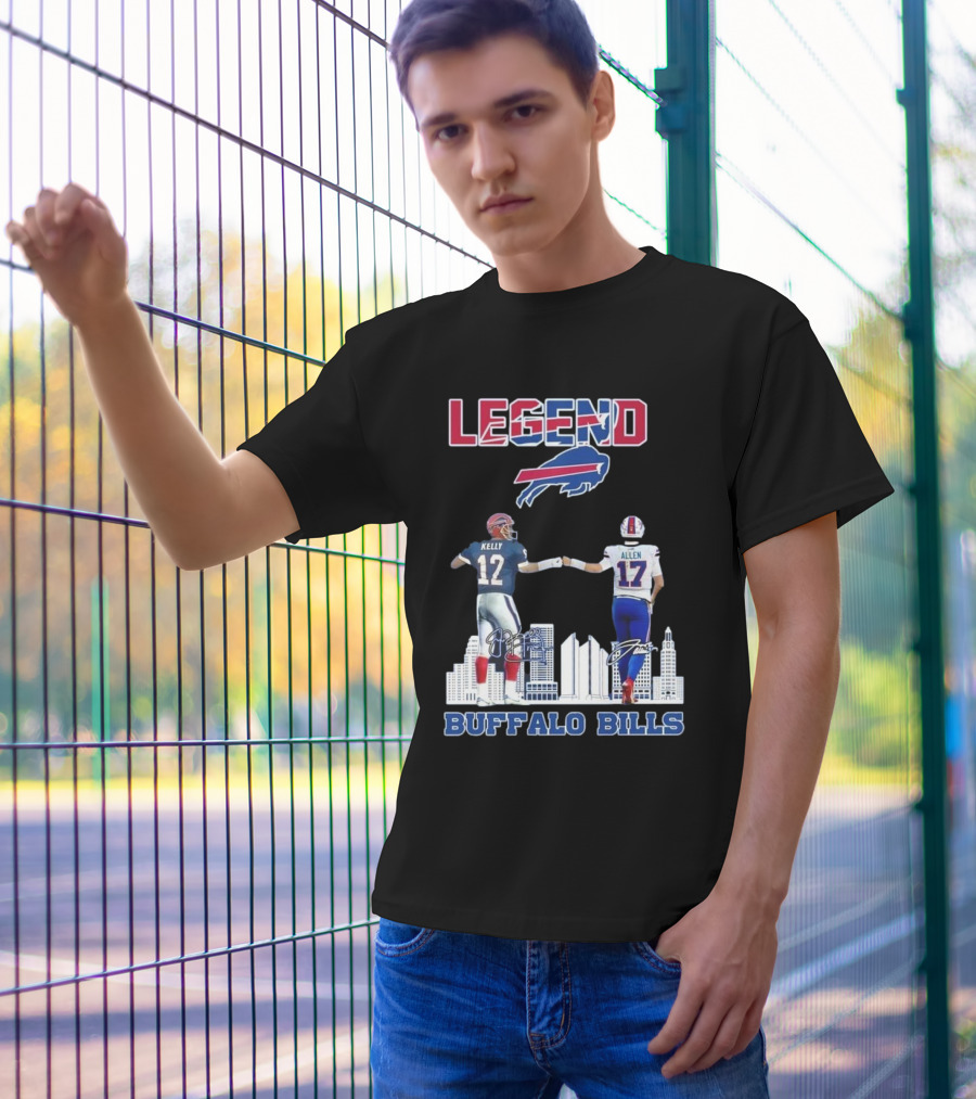 Legend Buffalo Bills Kelly 12 Allen 17 Signatures T-Shirt