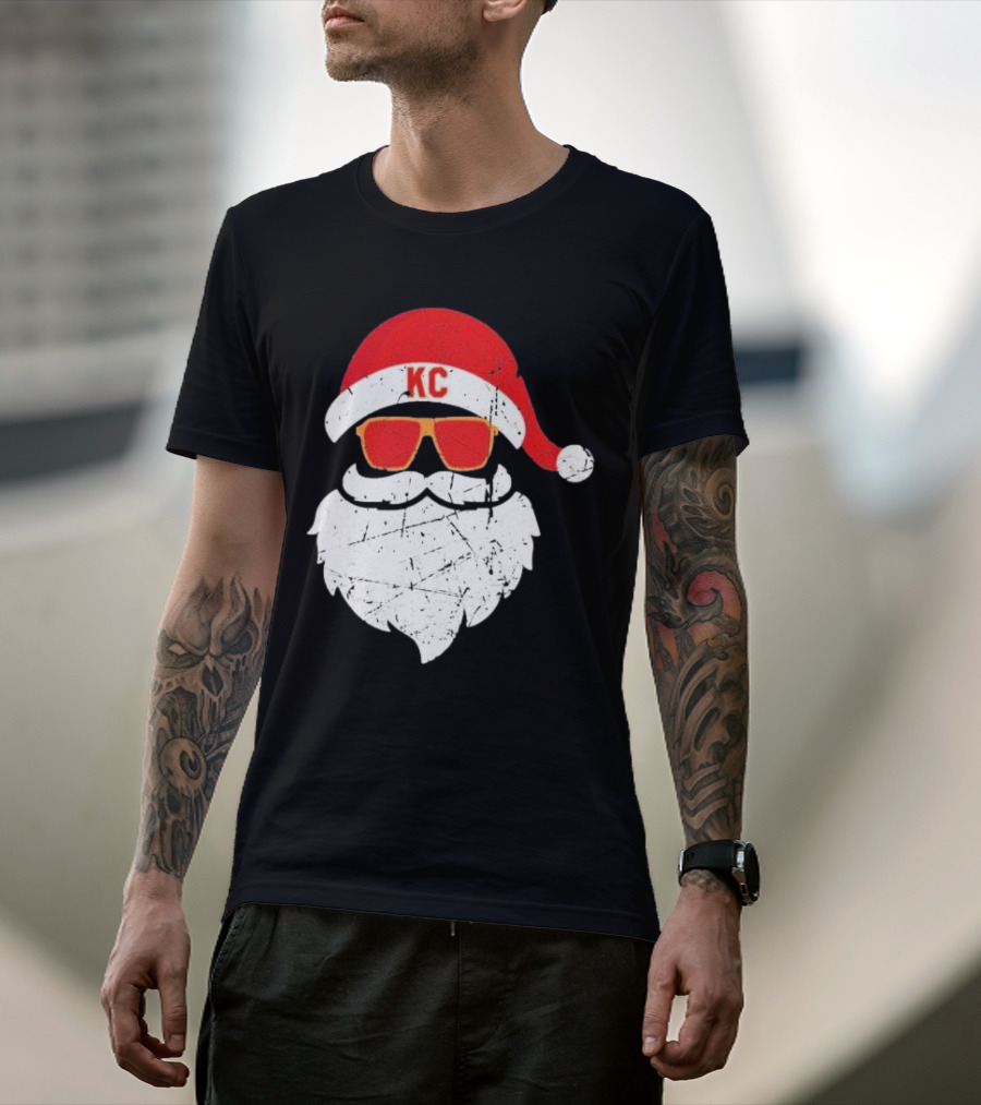 Kansas City Chiefs KC Santa Claus Christmas Holiday T-Shirt