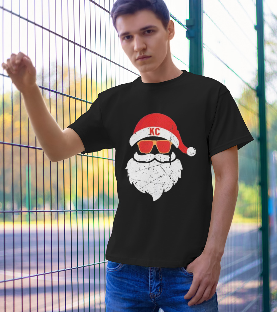 Kansas City Chiefs KC Santa Claus Christmas Holiday T-Shirt