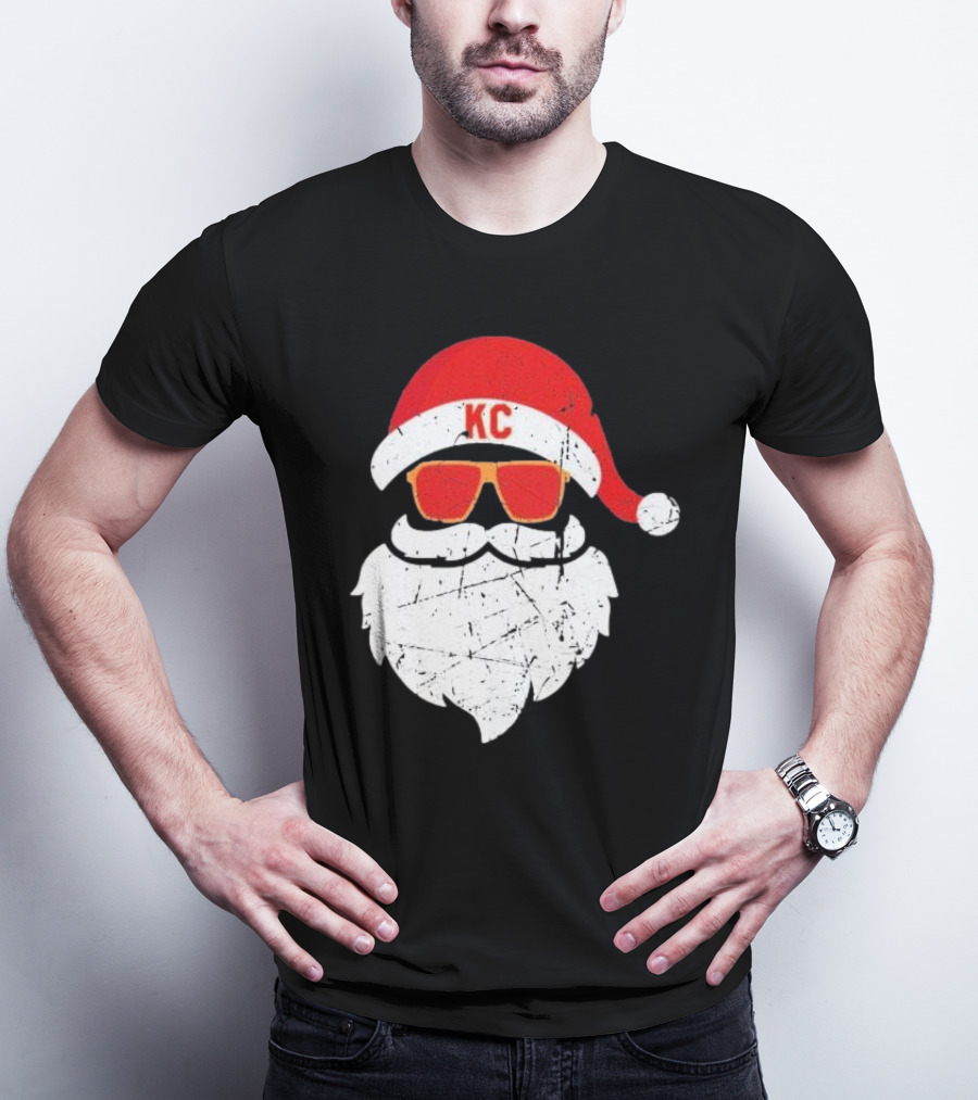 Kansas City Chiefs KC Santa Claus Christmas Holiday T-Shirt
