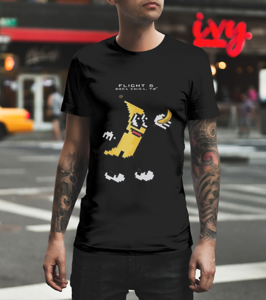 SpaceX Starship Flight 6 It’s Bananas Boca Chica TX Pixel Art Banana Character T-Shirt
