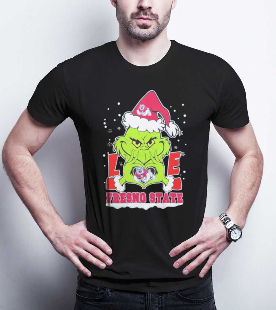 The Grinch Love Fresno State Bulldogs Christmas T-Shirt