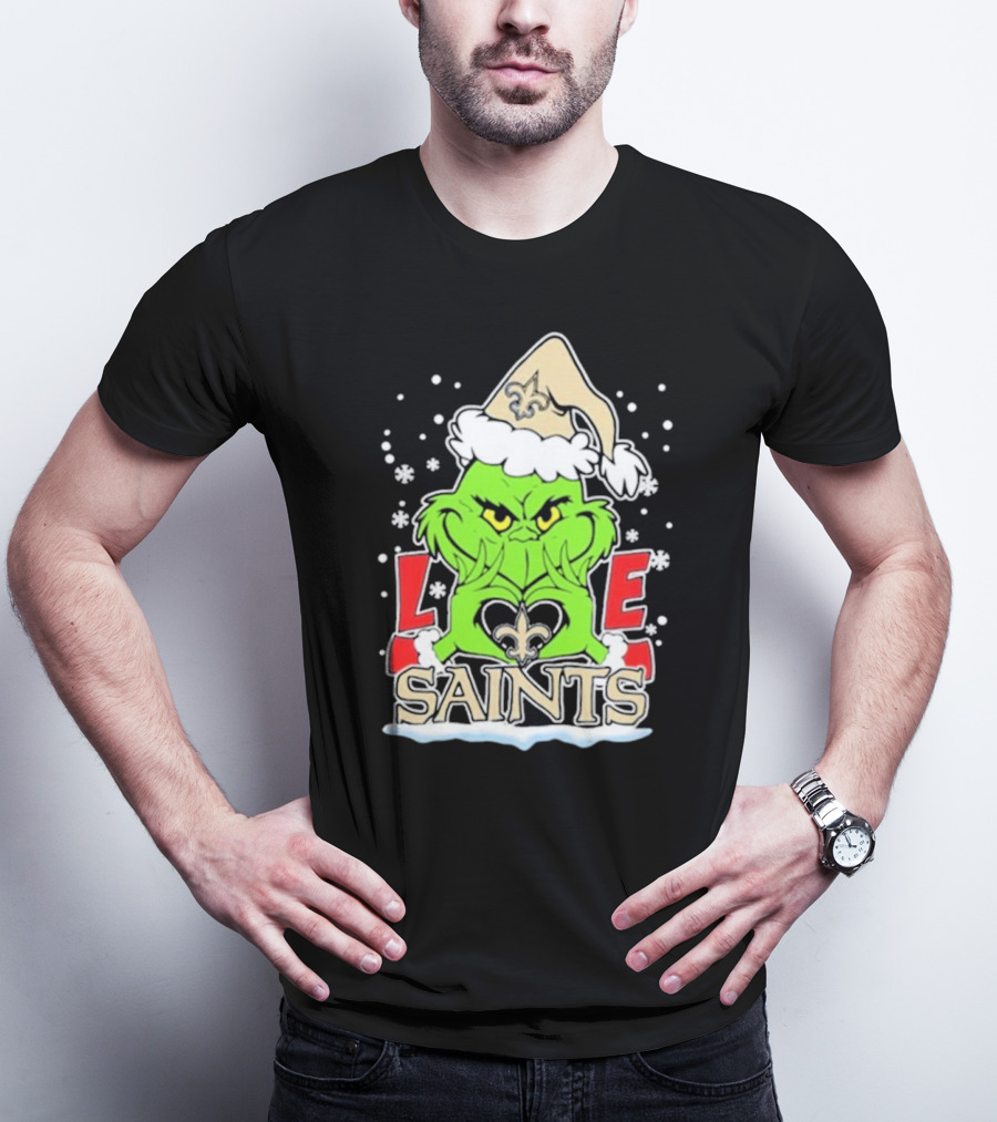 The Grinch Love New Orleans Saints Football Christmas T-Shirt
