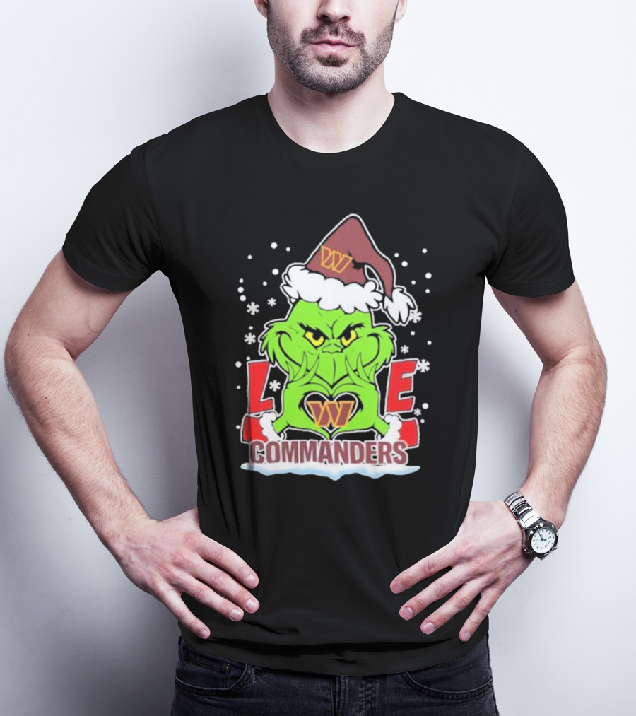 Grinch Christmas Love Washington Commanders Football T-Shirt